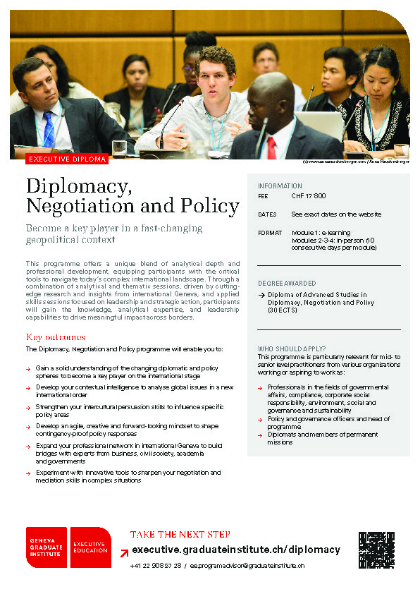 Diplomacy, Negotiation and Policy